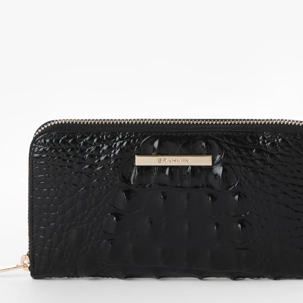 Brahmin Glossy Black Embossed Wallet - Gem